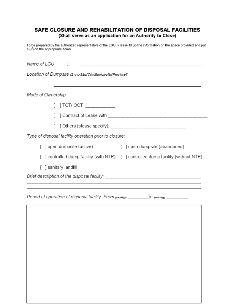 Dumpsite Closure and Rehab Plan | PDF | Landfill | Waste Management