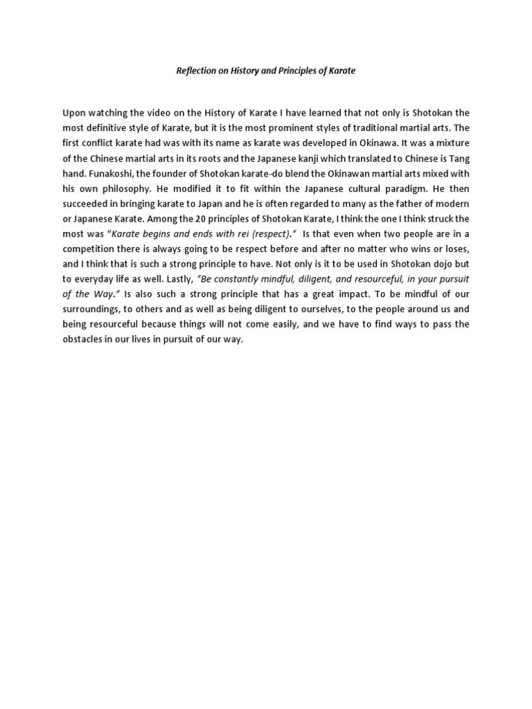 Reflection On History and Principles of Karate | PDF