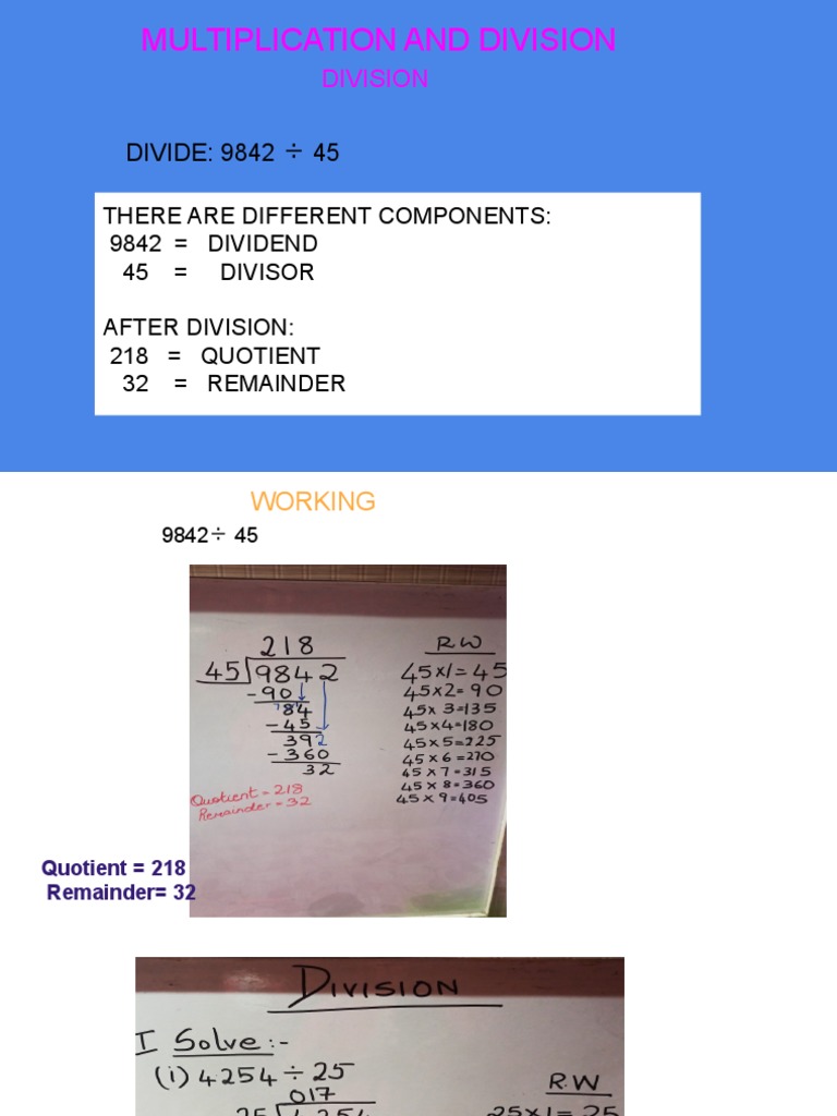 Division Examples and Exercises | PDF