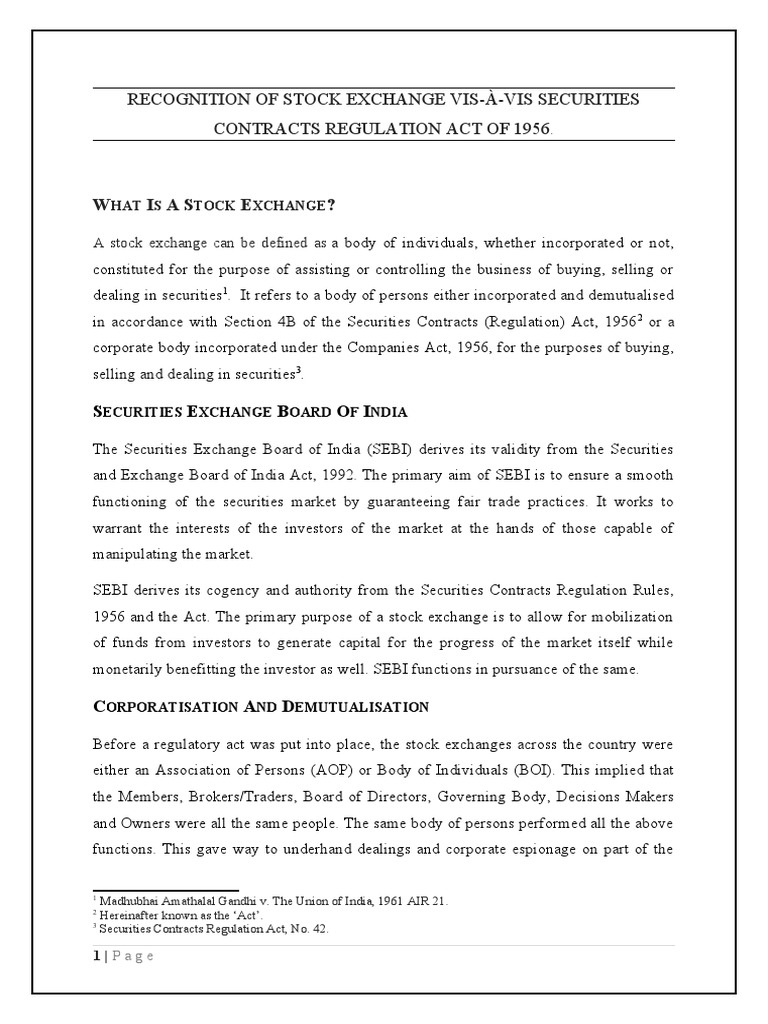 Recognition of Stock Exchange | PDF | Stocks | Securities (Finance)