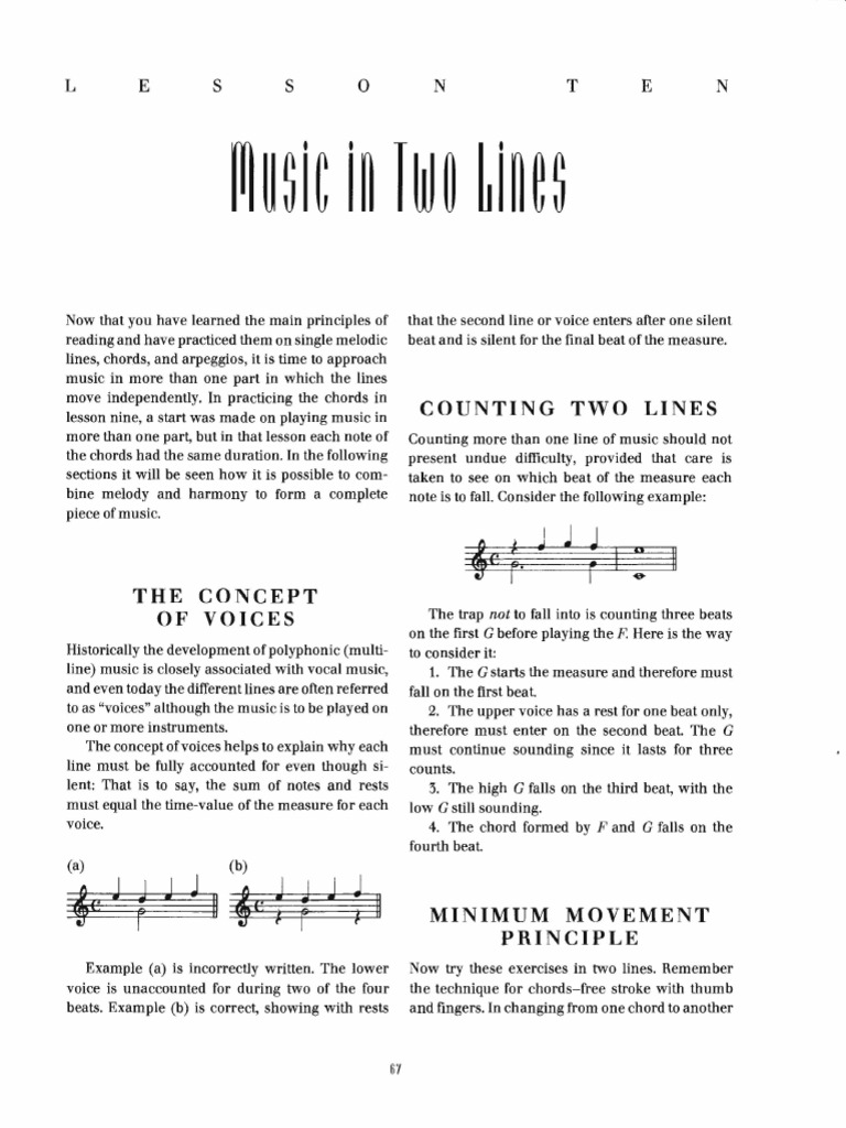 Lesson 10-Music in Two Lines | PDF | Chord (Music) | Musical Techniques