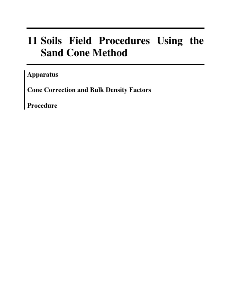 Sand Cone Method for Soil Density Testing | PDF | Density | Soil