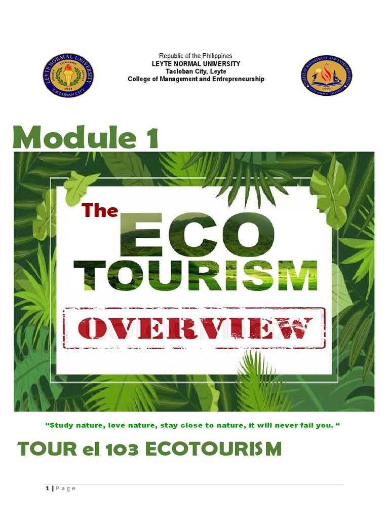 Eco Module 1 | PDF | Sustainability | Tourism