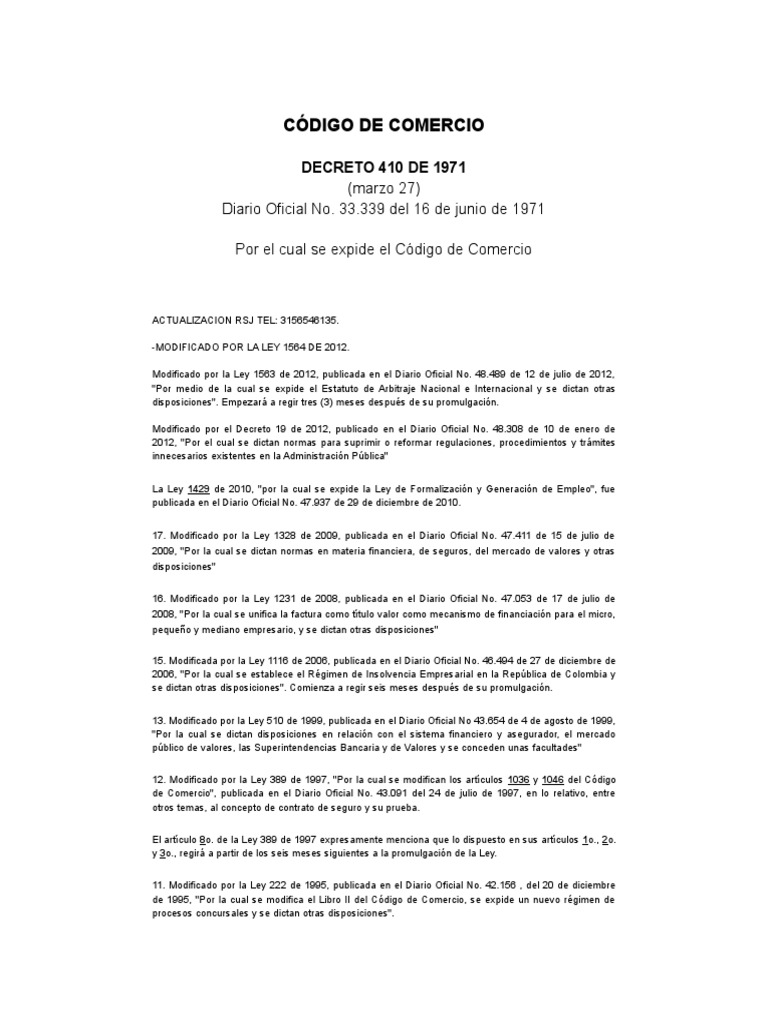 Codigo de Comercio | PDF | Bancarrota | Caso de ley