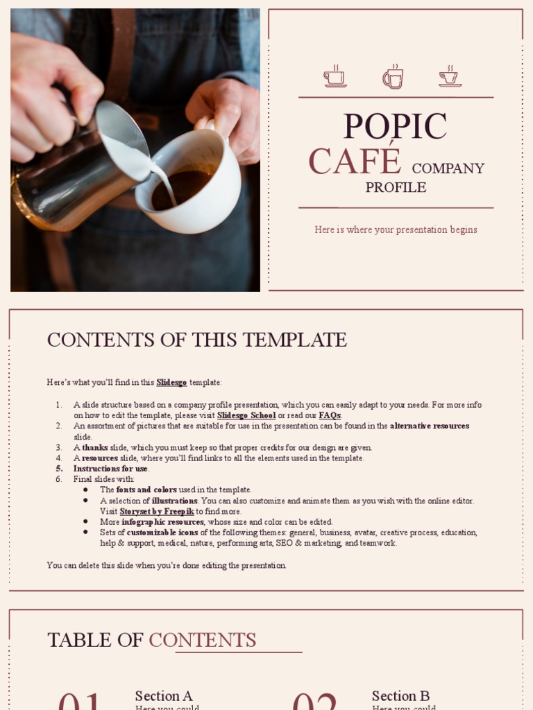 Popic Café Company Profile by Slidesgo | PDF | Planets | Mercury (Planet)