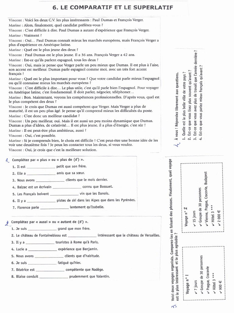 Le Comparatif Et Le Superlatif | PDF