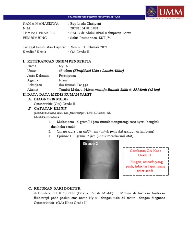 STATUS KLINIS Geriatri OA | PDF