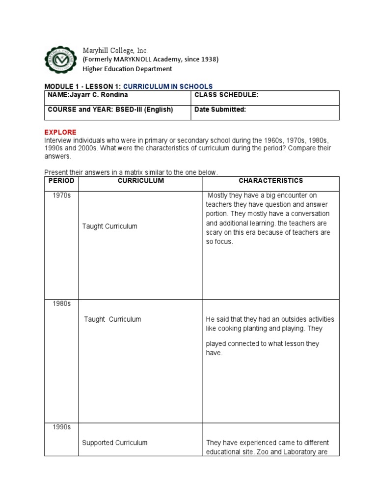 Learning Packets Lesson 1 | PDF | Curriculum | Physical Education