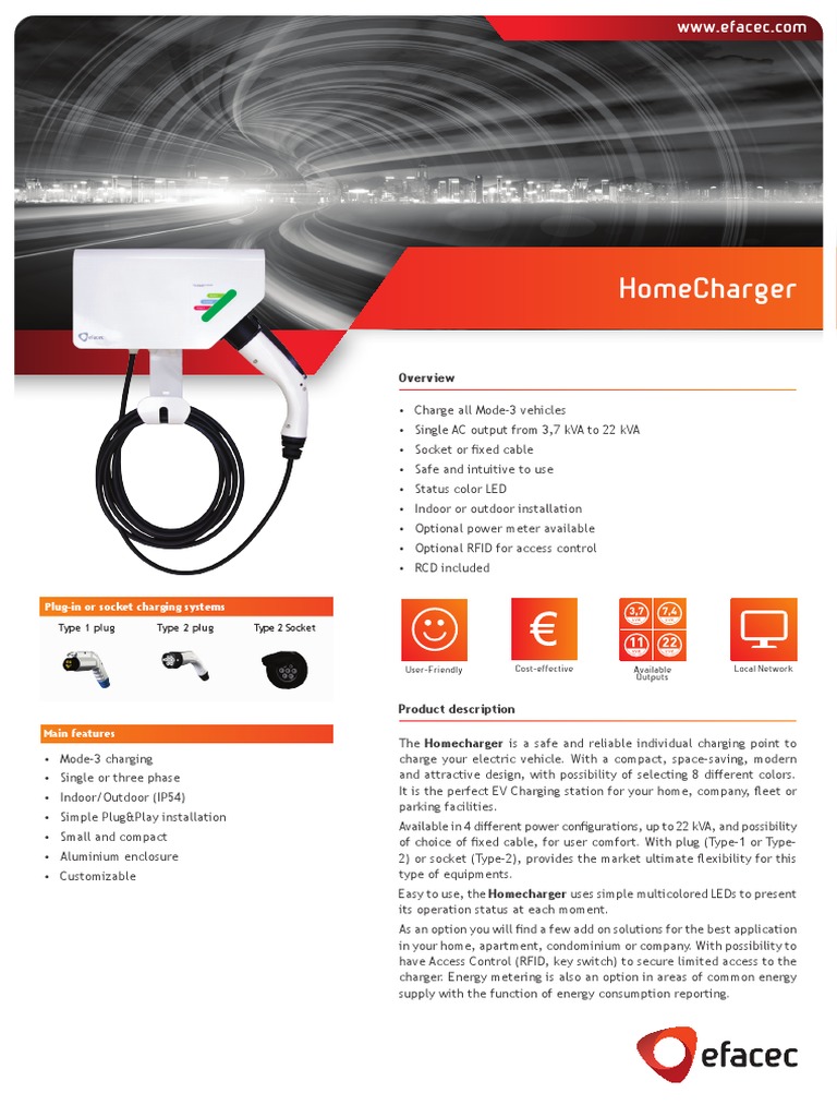 HomeCharger Efacec | PDF | Electrical Connector | Ac Power Plugs And ...