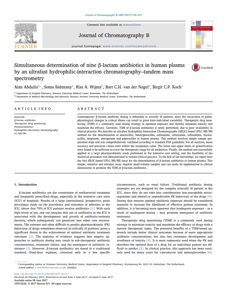 Journal of Chromatography B: Sciencedirect | PDF | High Performance ...