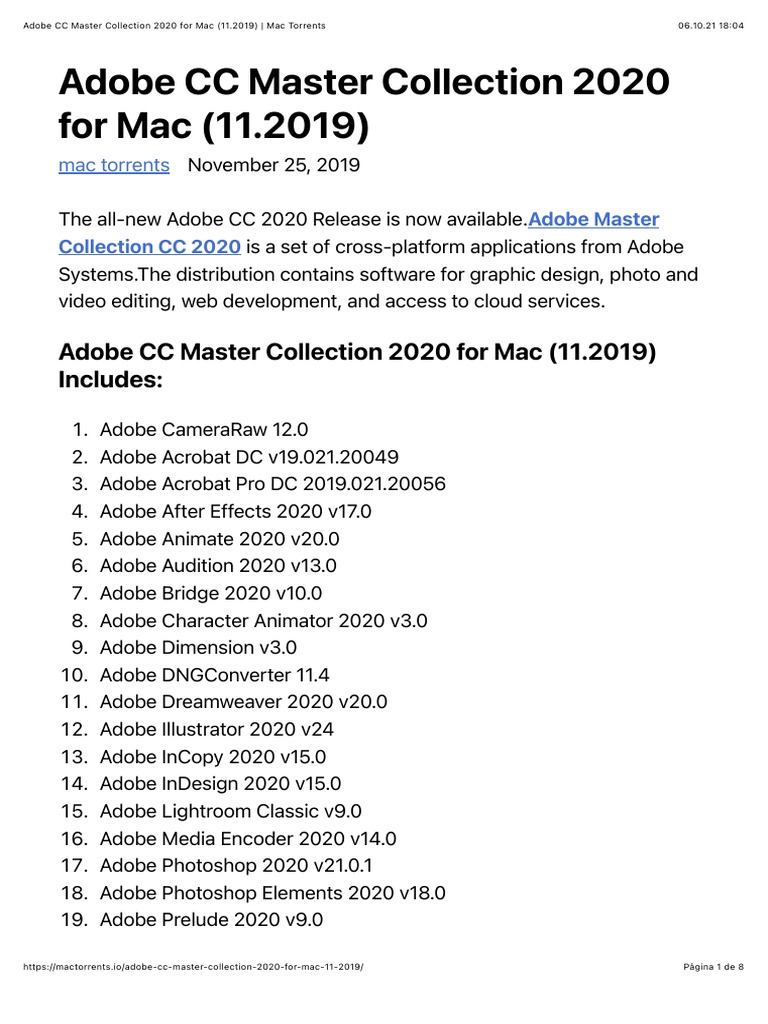 Adobe CC Master Collection 2020 For Mac (11.2019) - Mac Torrents ...