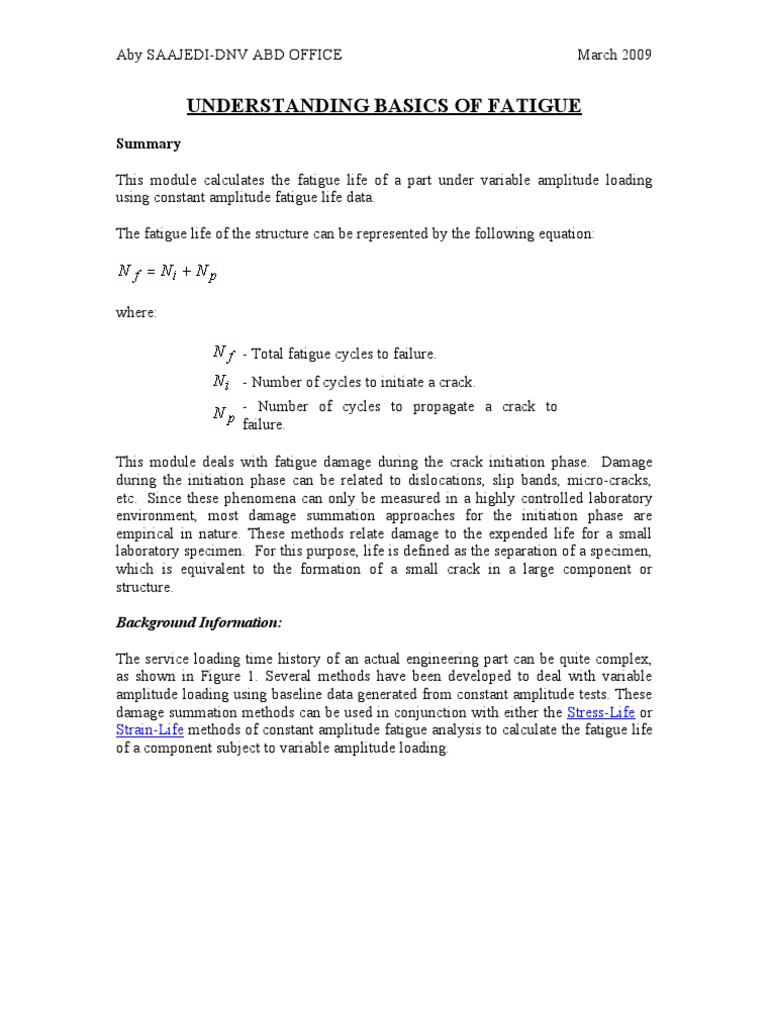Fatigue Basics | PDF | Deformation (Engineering) | Fatigue (Material)