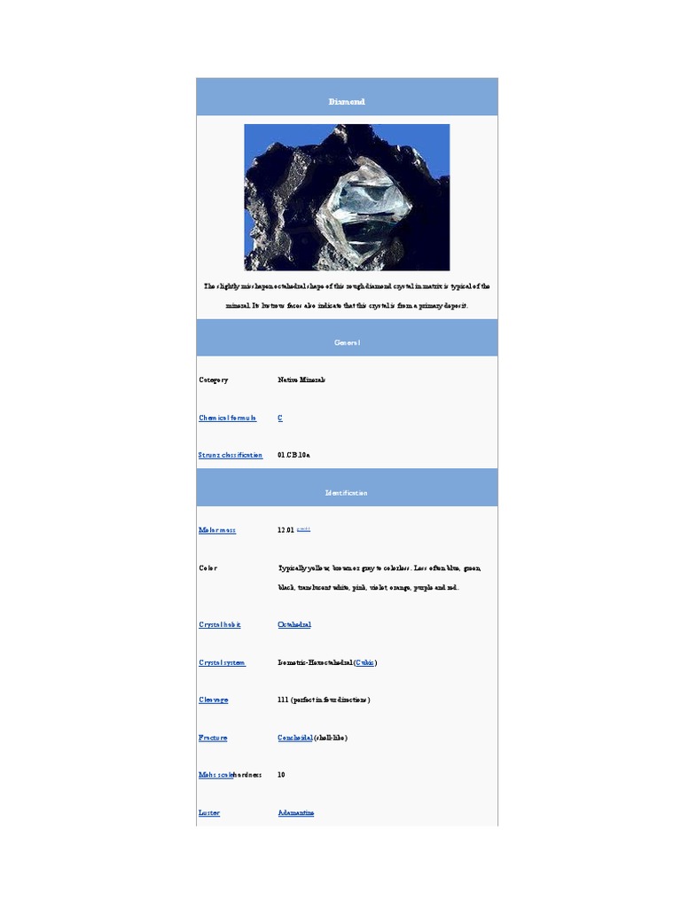 Diamond | PDF | Diamond | Rock (Geology)