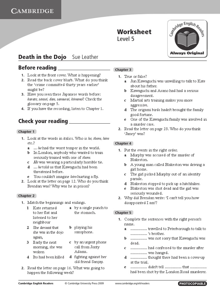 Death in The Dojo Worksheet | PDF