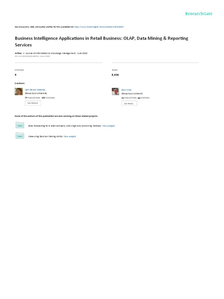 Business Intelligence Applications in Retail Business: OLAP, Data ...