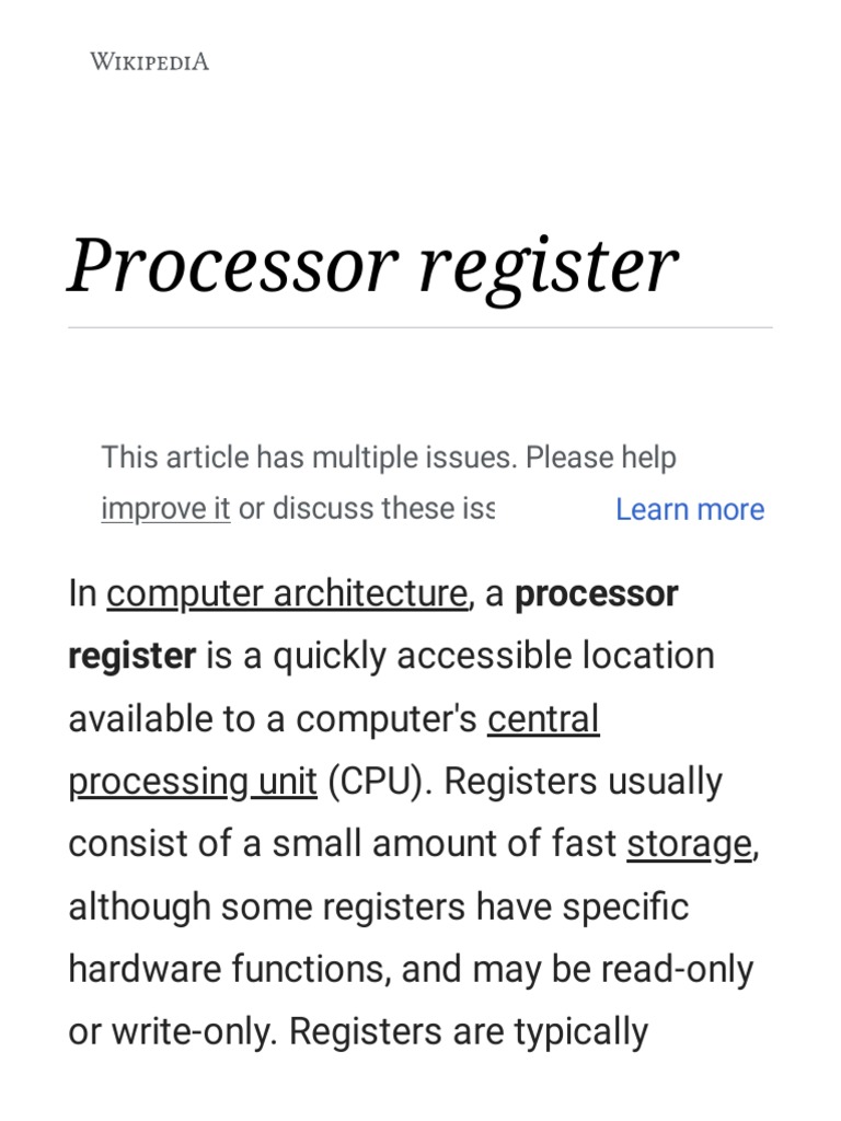 Processor Register - Wikipedia | PDF | Digital Electronics | Office ...