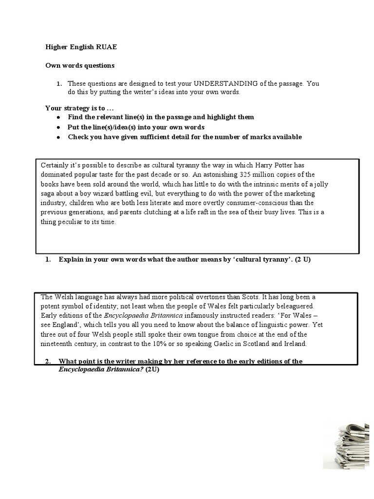 Higher English RUAE Guide | PDF | Foreign Language Studies