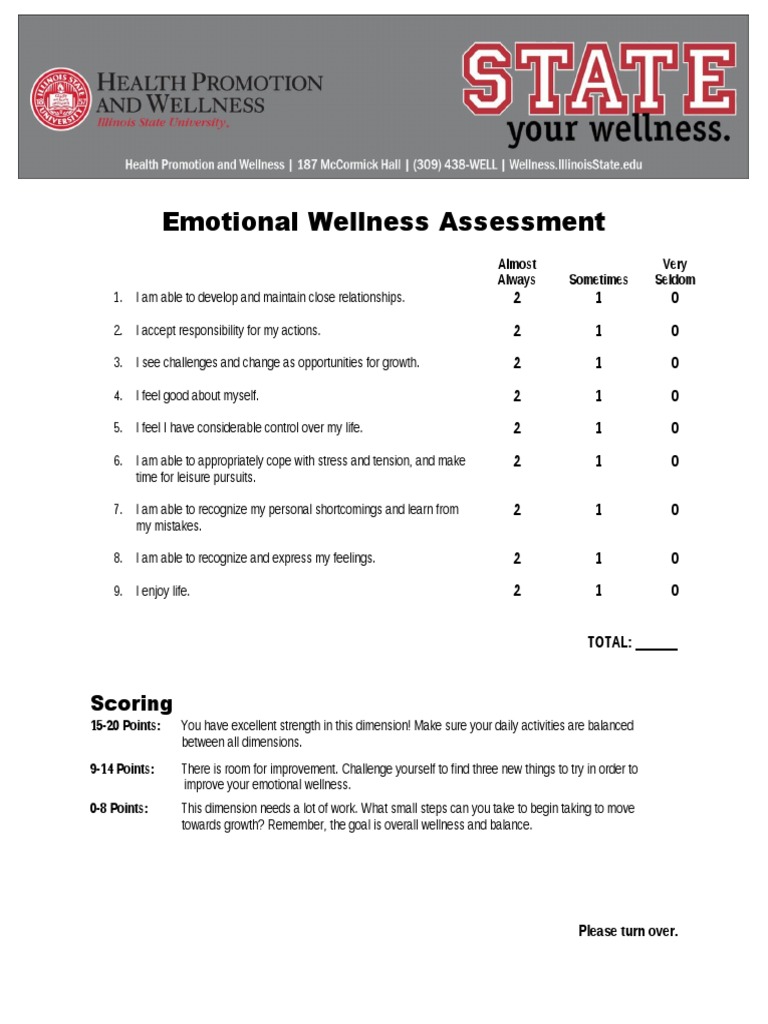 Emotional Wellness Assessment | PDF | Human Nature | Emotions