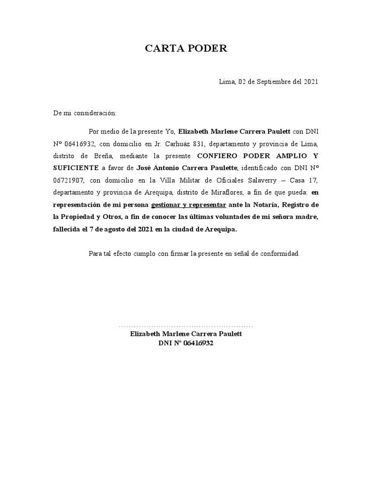 Carta Poder Notaria | PDF