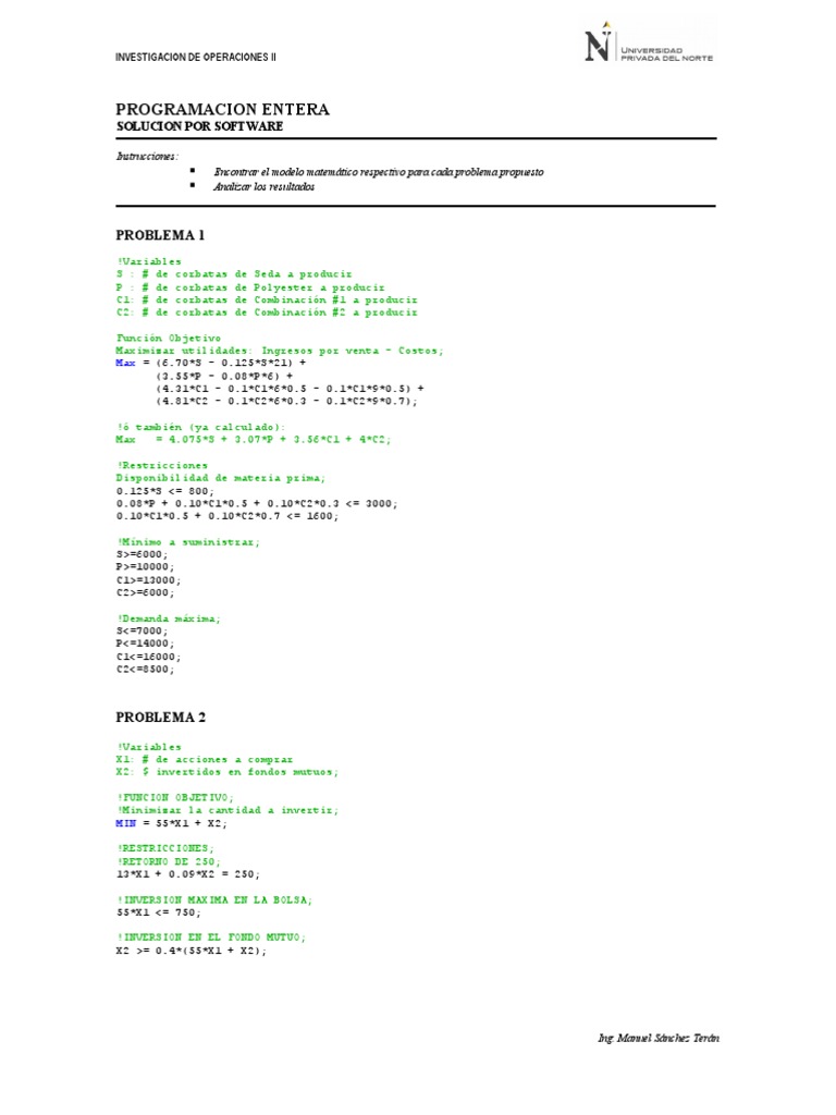 01a - Programacion Entera (Solucionario) | PDF
