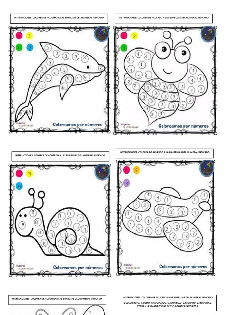 Actividades de Colorear Numeros 3ra Unidad | PDF