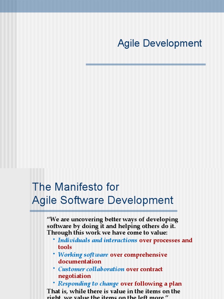 Agile Development Manifesto | PDF | Scrum (Software Development ...