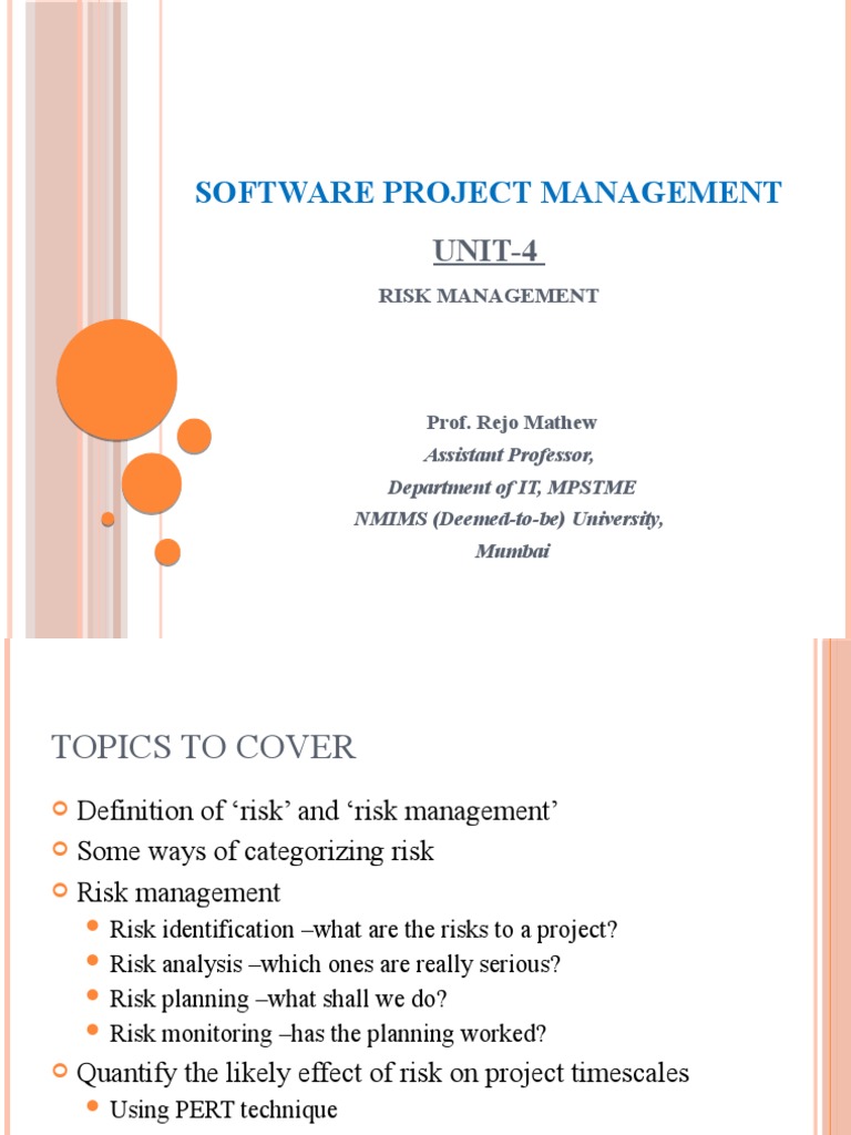 Software Project Management: UNIT-4 | PDF | Risk | Risk Management