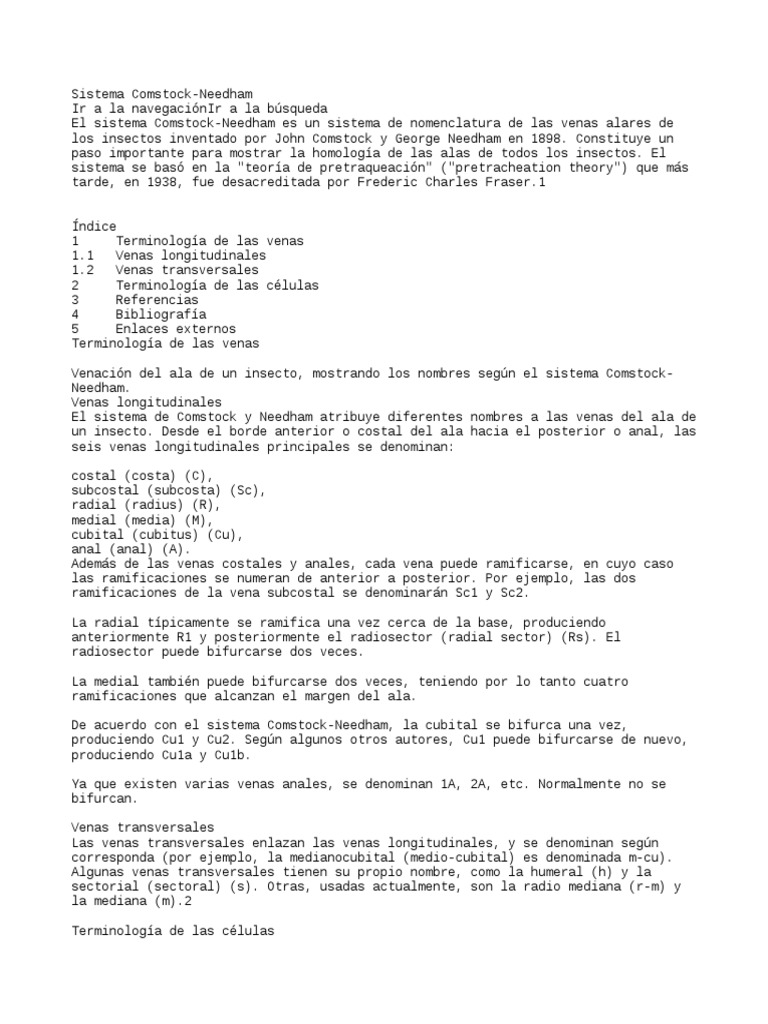 Sistema Comstock Needham | PDF | Anatomia animal | Insectos