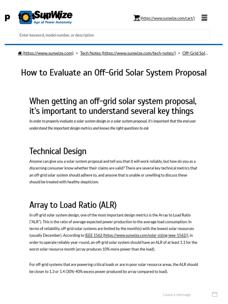 How To Evaluate An Off-Grid Solar System Proposal | PDF | Photovoltaic ...