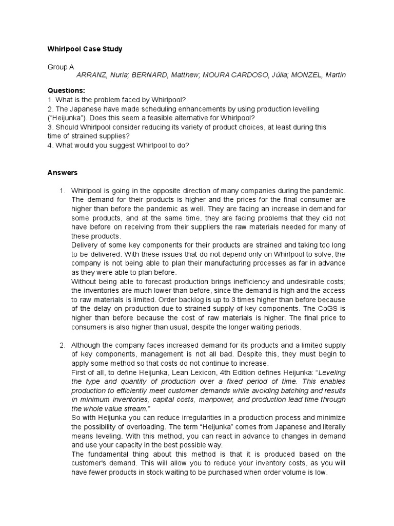 Whirlpool Case Study | Descargar gratis PDF | Inventory | Economies