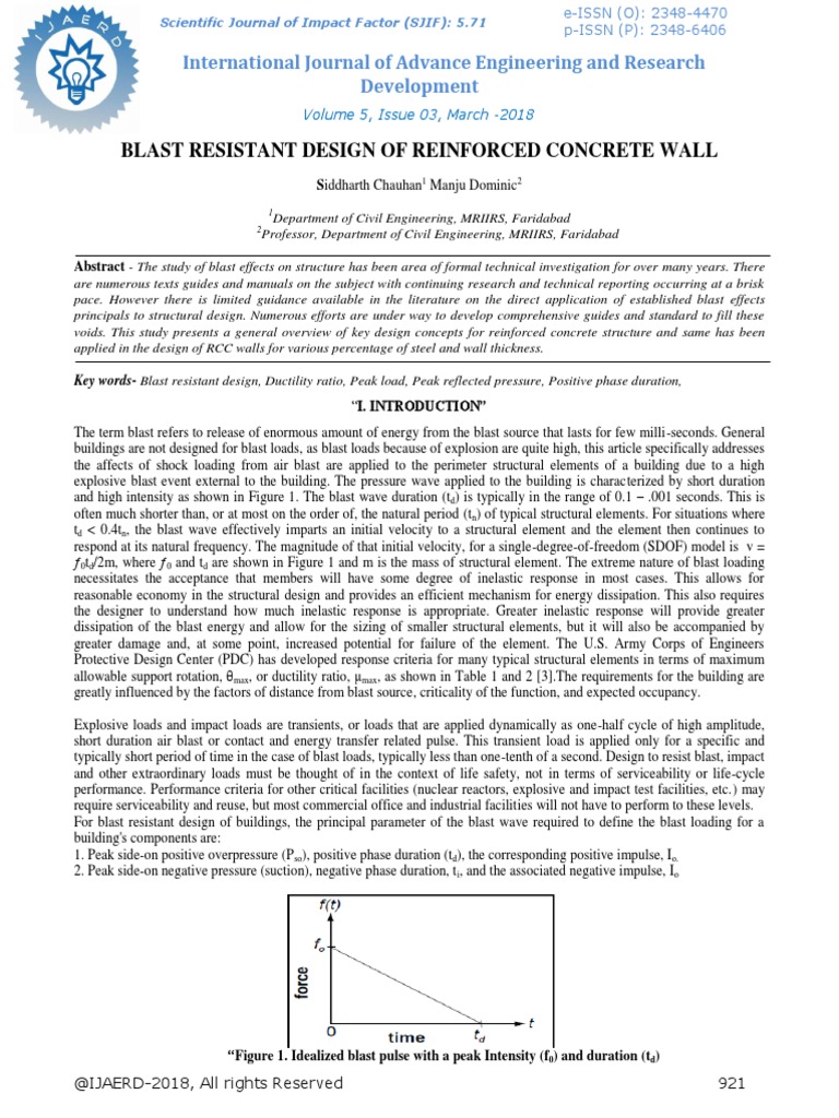 Blast Resistant Design of Reinforced Concrete Wall | PDF ...