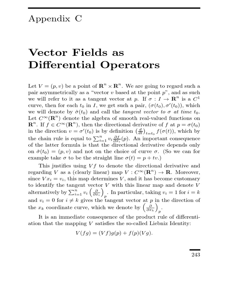 Vector Fields As Differential Operators | PDF | Derivative | Vector Space