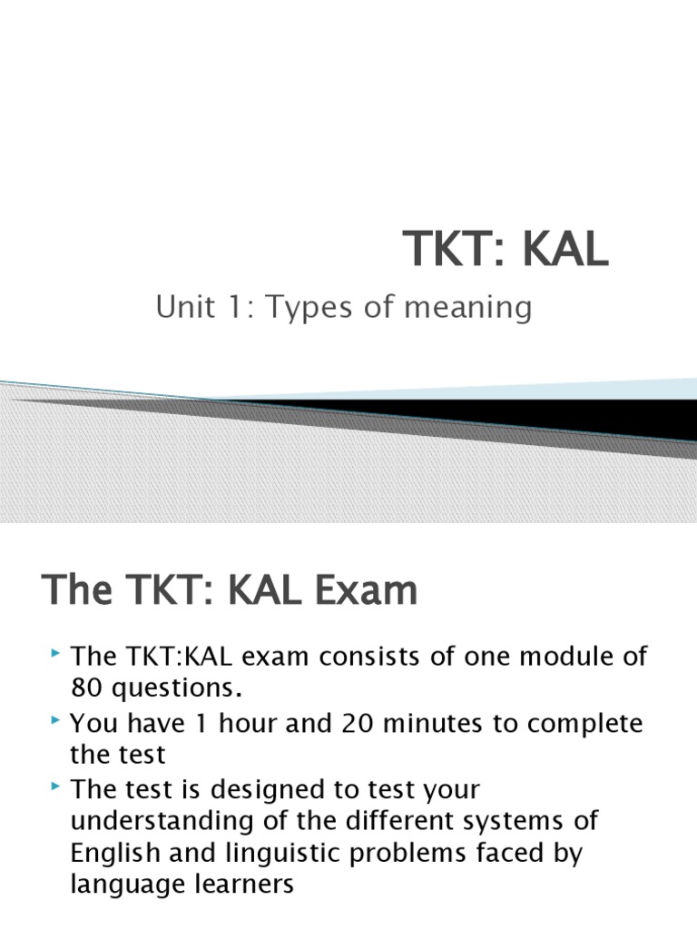 TKT KAL - Unit 1. Types of Meaning | PDF | Test (Assessment) | Word