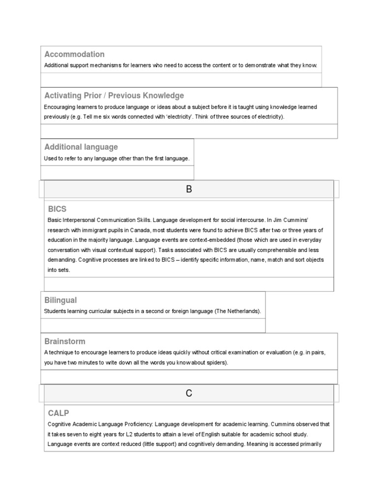 CLIL Glossary | PDF | Learning | Second Language