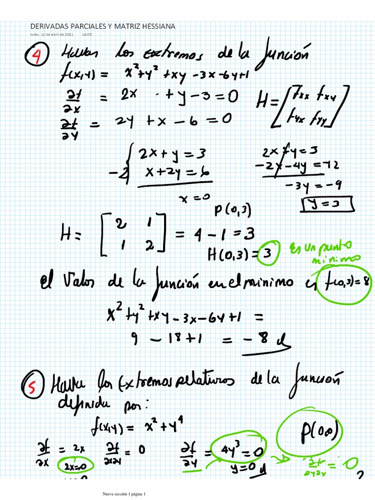 Derivadas Parciales y Matriz Hessiana | PDF