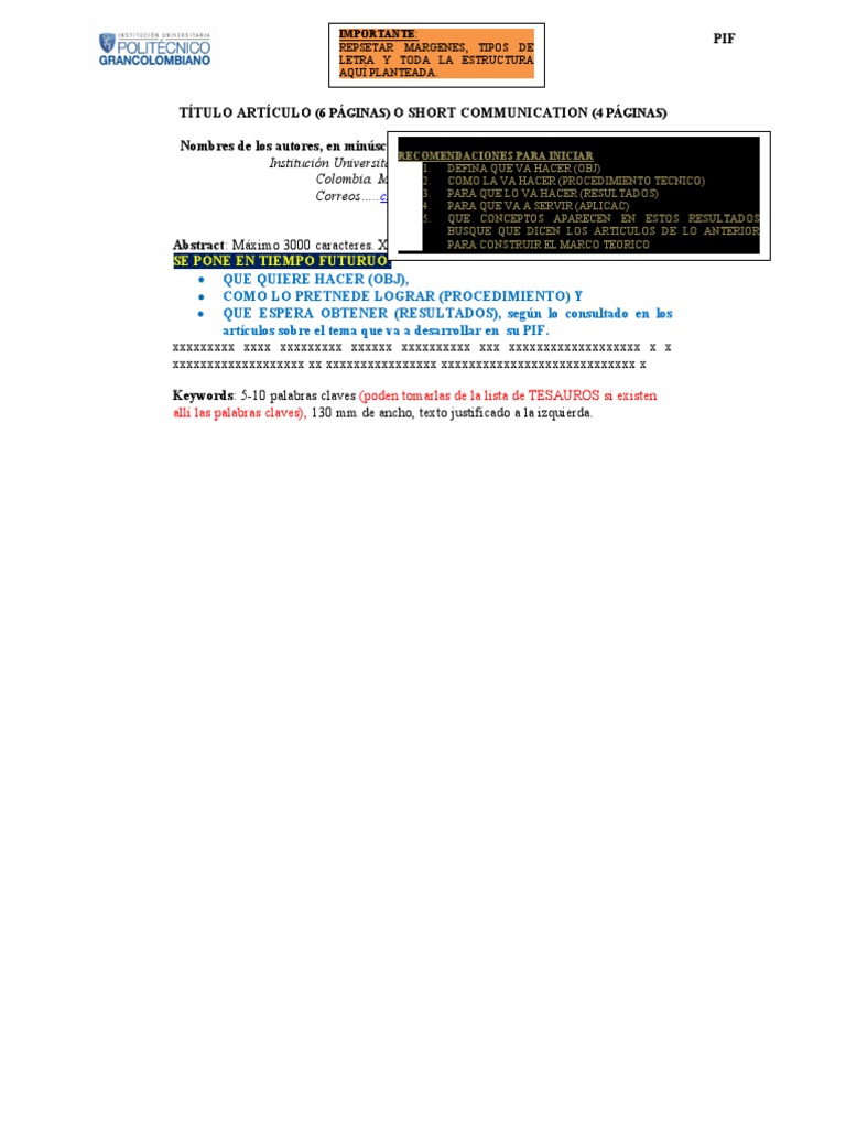 Formato PIF: Estructura y Recomendaciones | PDF | Informática