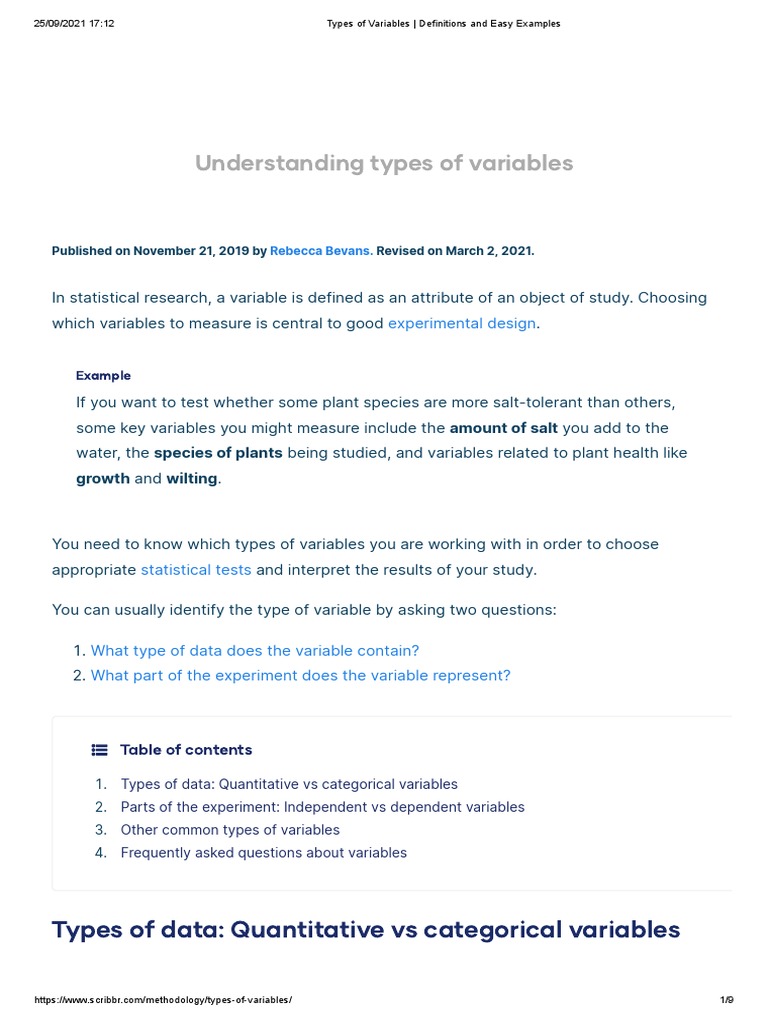 Types of Variables (In Statistical Studies) - Definitions and Easy ...