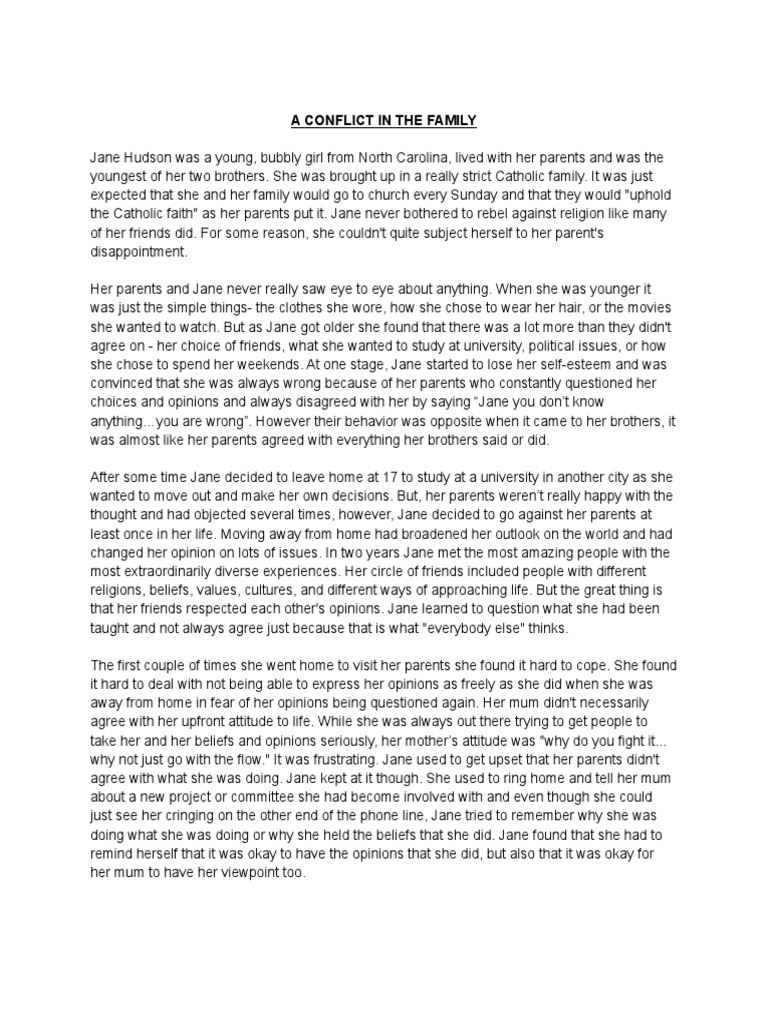 Narrative Essay: A Conflict in The Family | PDF