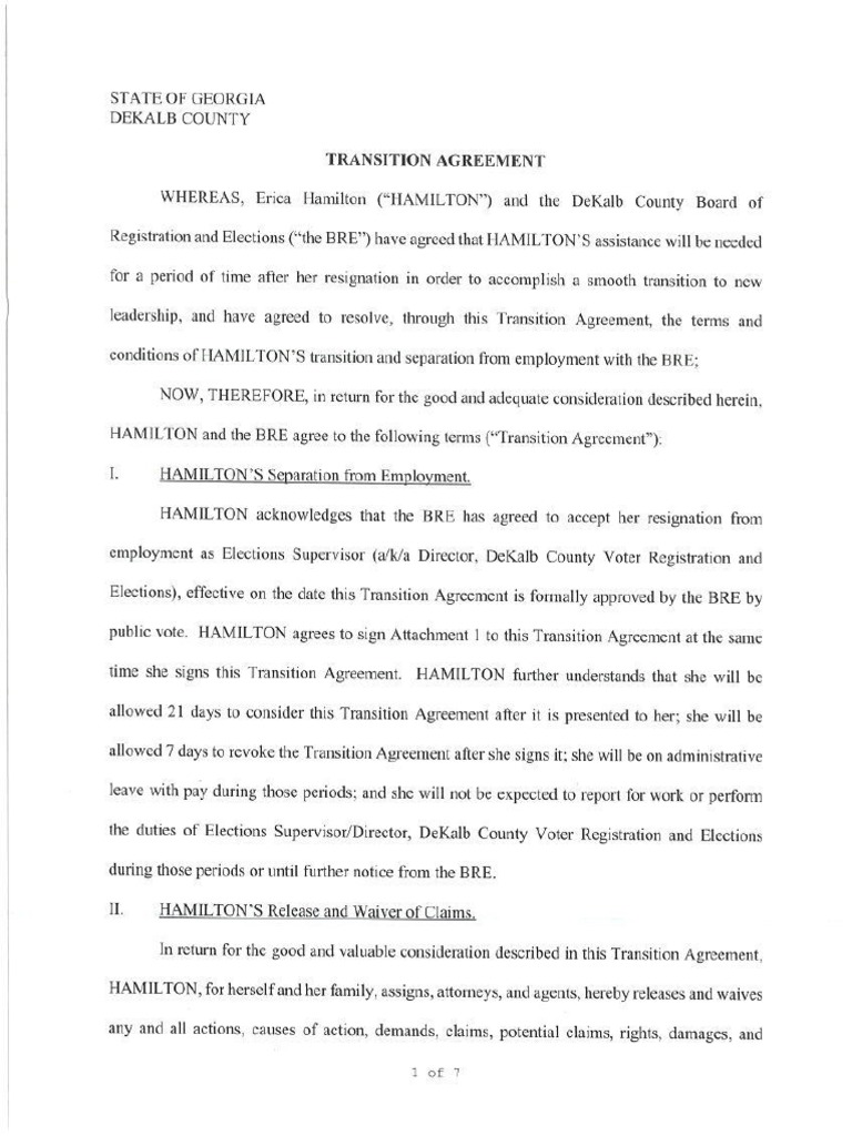 Transition Agreement | PDF