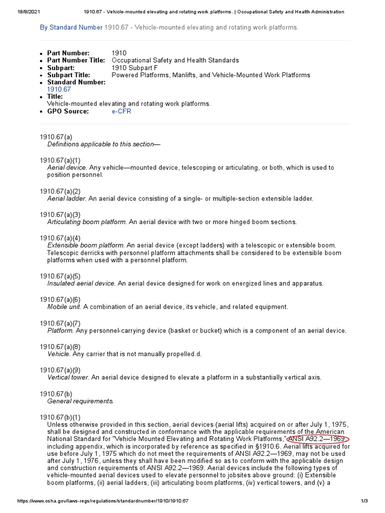 OSHA 1910.67 - Vehicle-Mounted Elevating and Rotating Work Platforms ...
