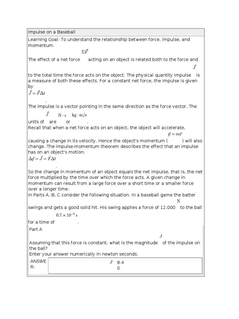 Mastering Physics HW 6 | PDF | Collision | Momentum