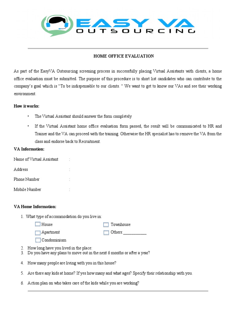 Home Evaluation Form | PDF | Laptop | Personal Computers