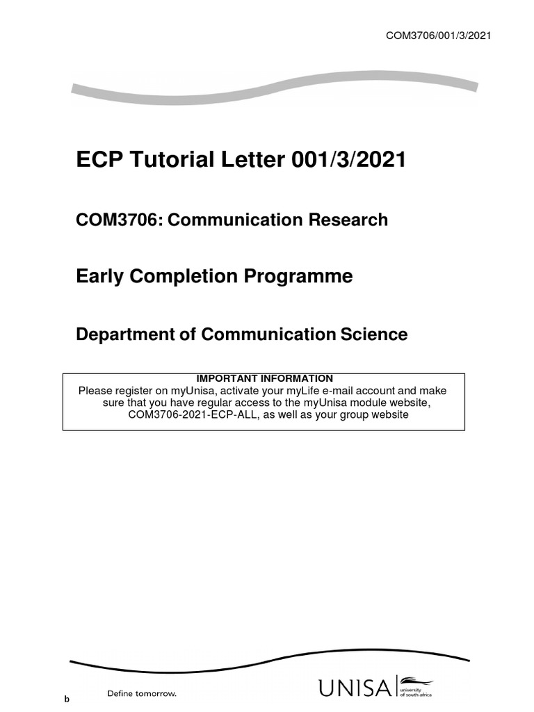 COM3706 ECP Tutorial Letter 001 - 3 - 2021 | PDF | Survey Methodology ...