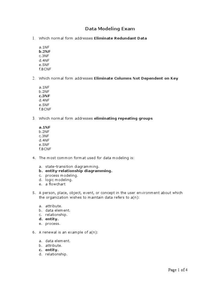 Data Modeling Exam | PDF | Data Model | Conceptual Model
