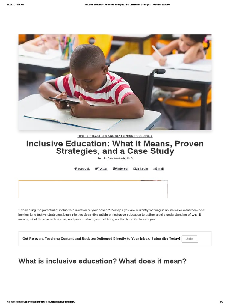 Inclusive Education - Definition, Examples, and Classroom Strategies ...