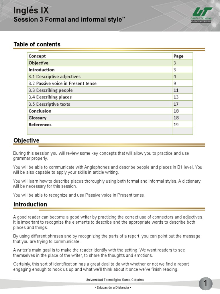 English Formal and Informal Style | PDF | Adjective | Noun