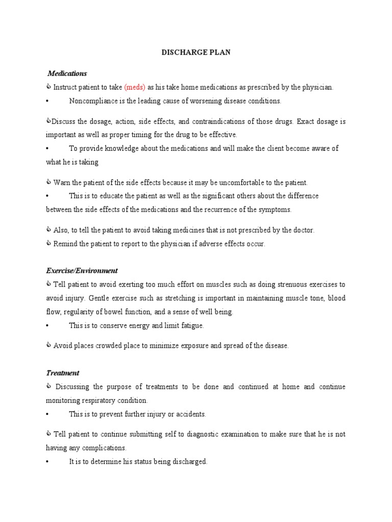 Discharge Plan | PDF | Patient | Physician