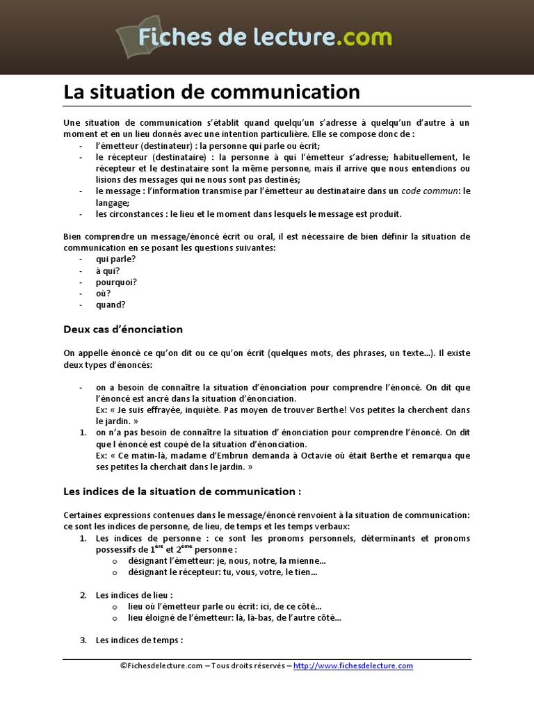 La Situation de Communication | PDF | la communication | Cognition