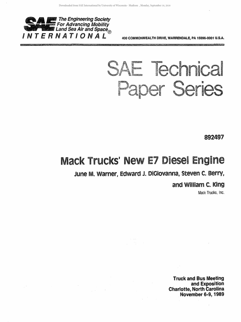 Mack Trucks' New E7 Diesel Engine | PDF | Engines | Horsepower