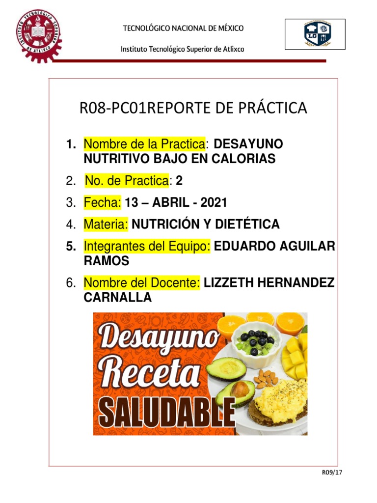 Reporte de Practica Dieta | Descargar gratis PDF | Alimentos | Dieta